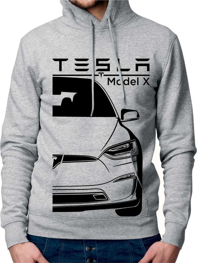 Tesla Model X Facelift Férfi Kapucnis Pulóve | E8 Shop.hu